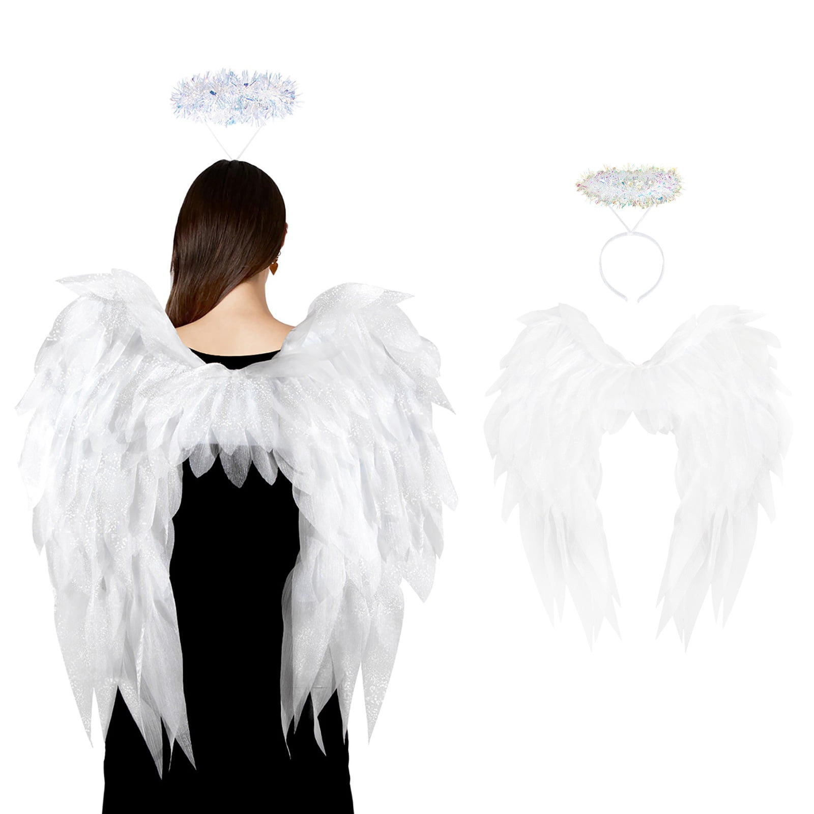 Angel Wings and Halo for Adult Fairy Angel Wings Costume with ...
