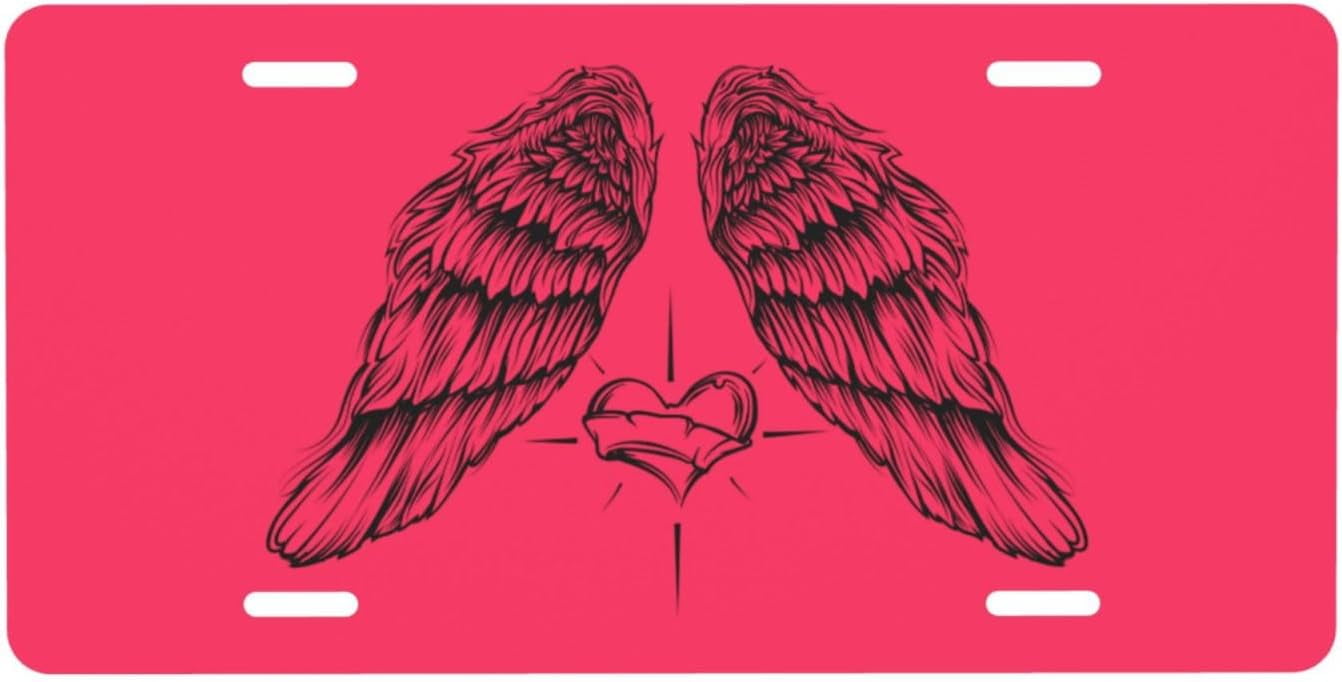 Angel Wings and Heart License Plate Novelty Metal Plate Vanity Tag ...