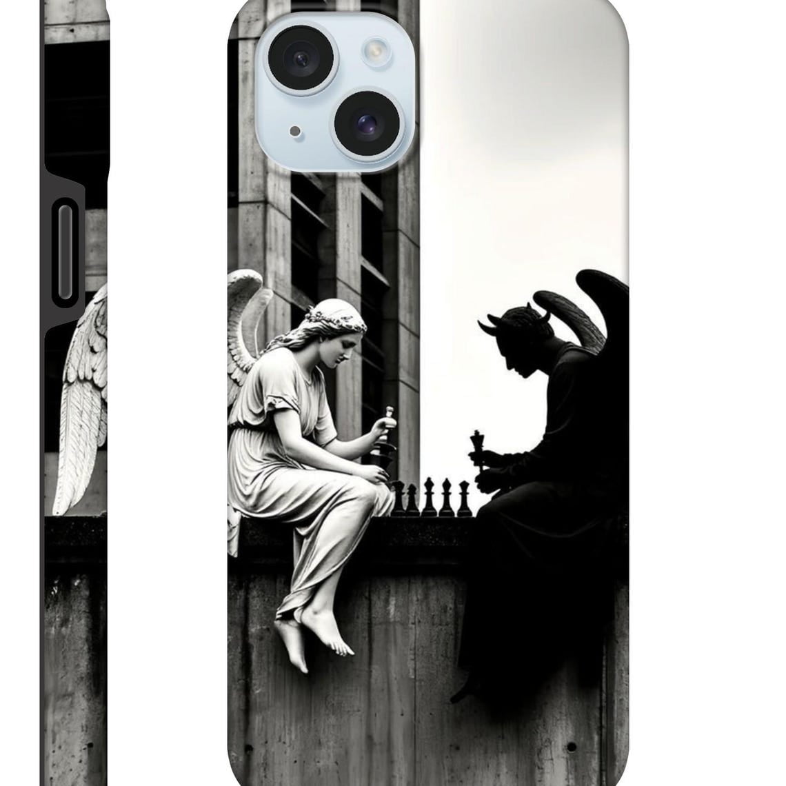 Angel and Demon Chess iPhone Case Surreal Black White Art Compatible ...