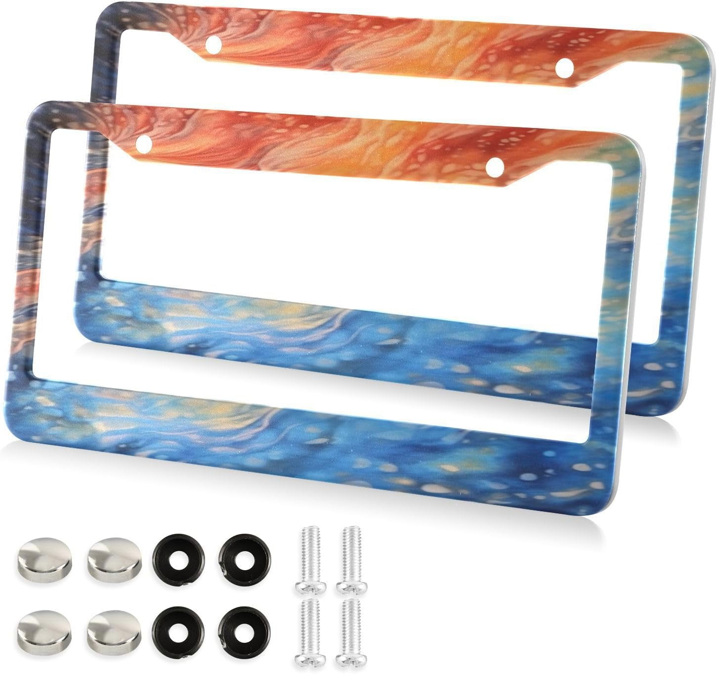Angel and Flames License Plate Frame, Aluminum Car Tag Frames, 2 Pack ...