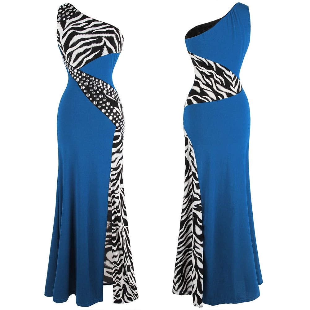 Angel-fashions Zebra Pattern Evening Dress Elegant One Shoulder ...