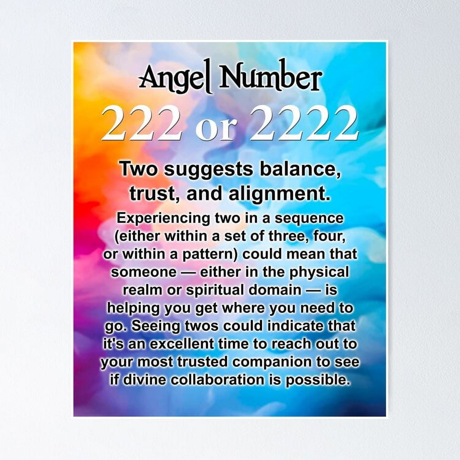 Angel number 222 UNFRAMED Poster, 24x36 - Walmart.com