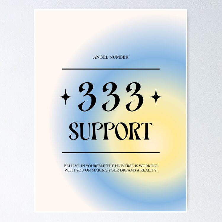Angel numbers 333, Support, Aura UNFRAMED Poster, Energy, Gradient, Aesthetic art, Inspiration ...