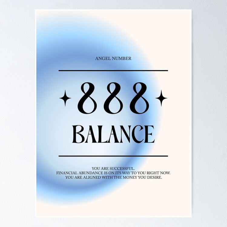 Angel numbers 888, Balance, Aura UNFRAMED Poster, Energy, Gradient ...