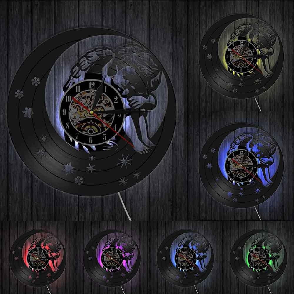 Angel on the Moon Wall Art Modern Wall Clock Kid Room Baby Angel Fairy ...