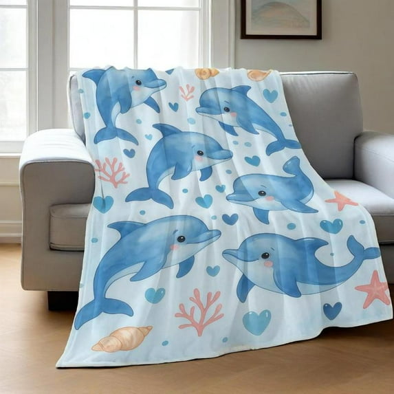 [Angel's Bazaar] [60x50inch] Soft Funny Throw Blanket Dolphin for Kids ...