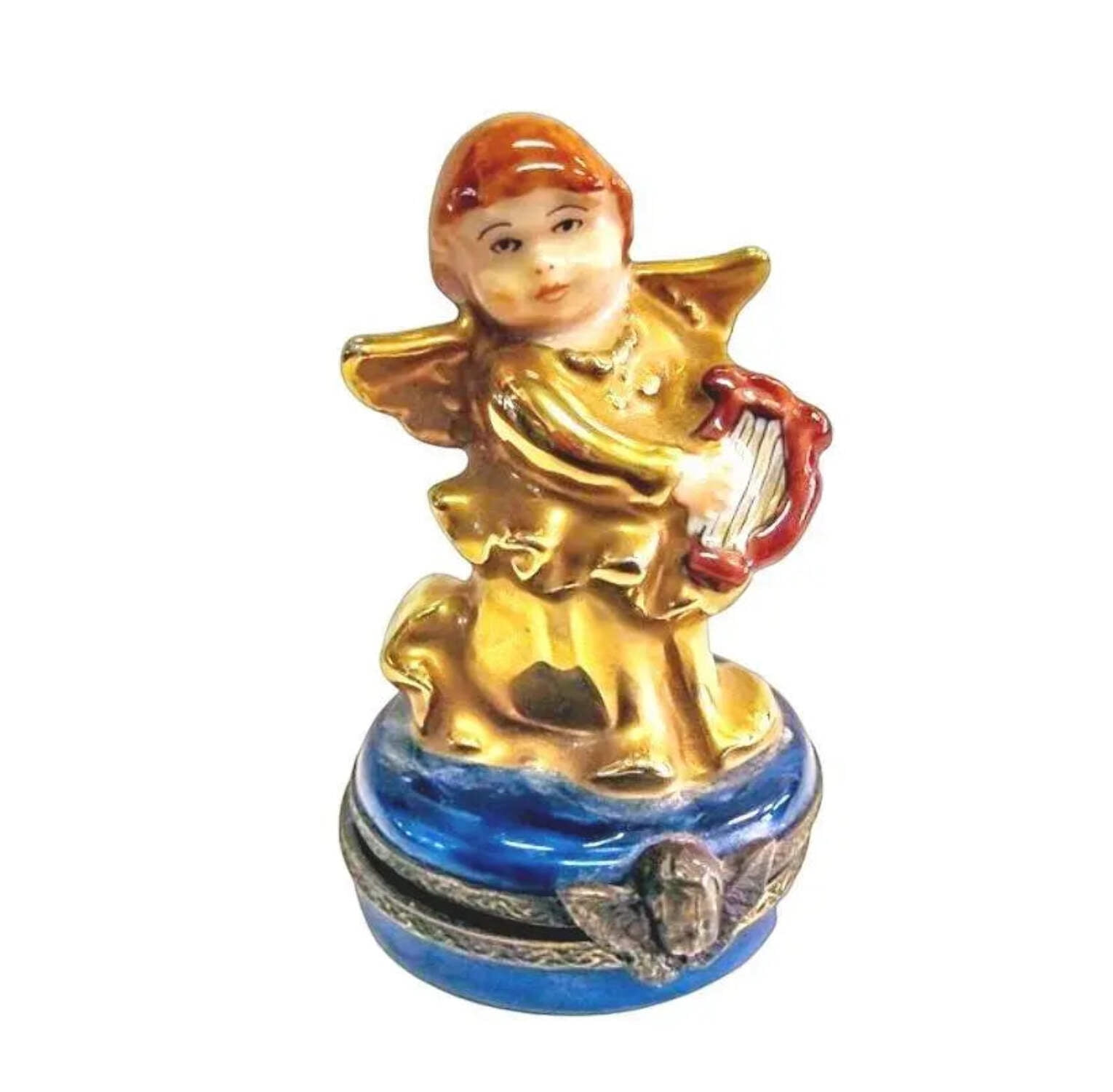 Angel w Harp Limoges Box Porcelain Figurine - Walmart.com