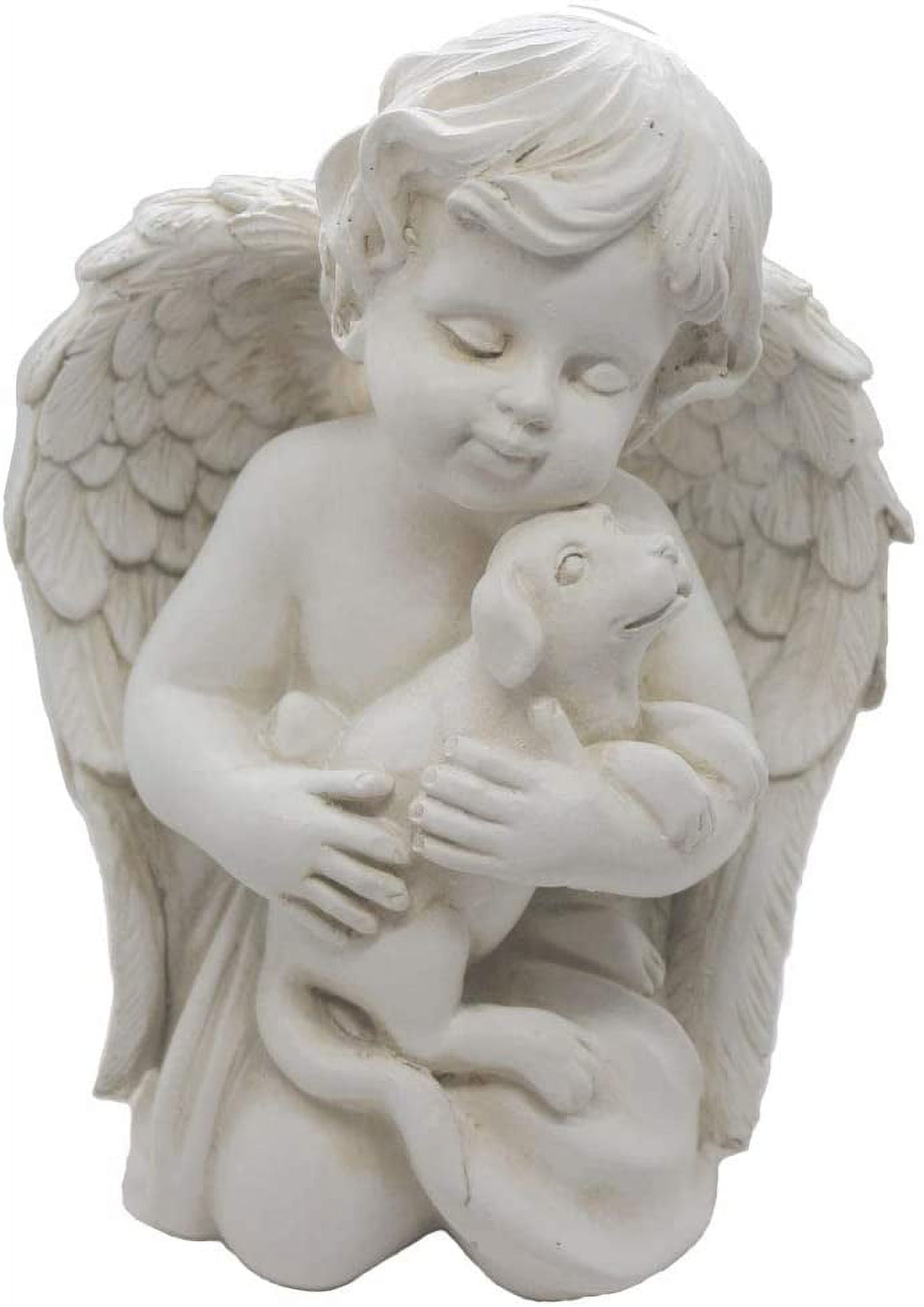 Angel with Dog Statue Pet Dog Memorial Statue Indoor Outdoor Home ...