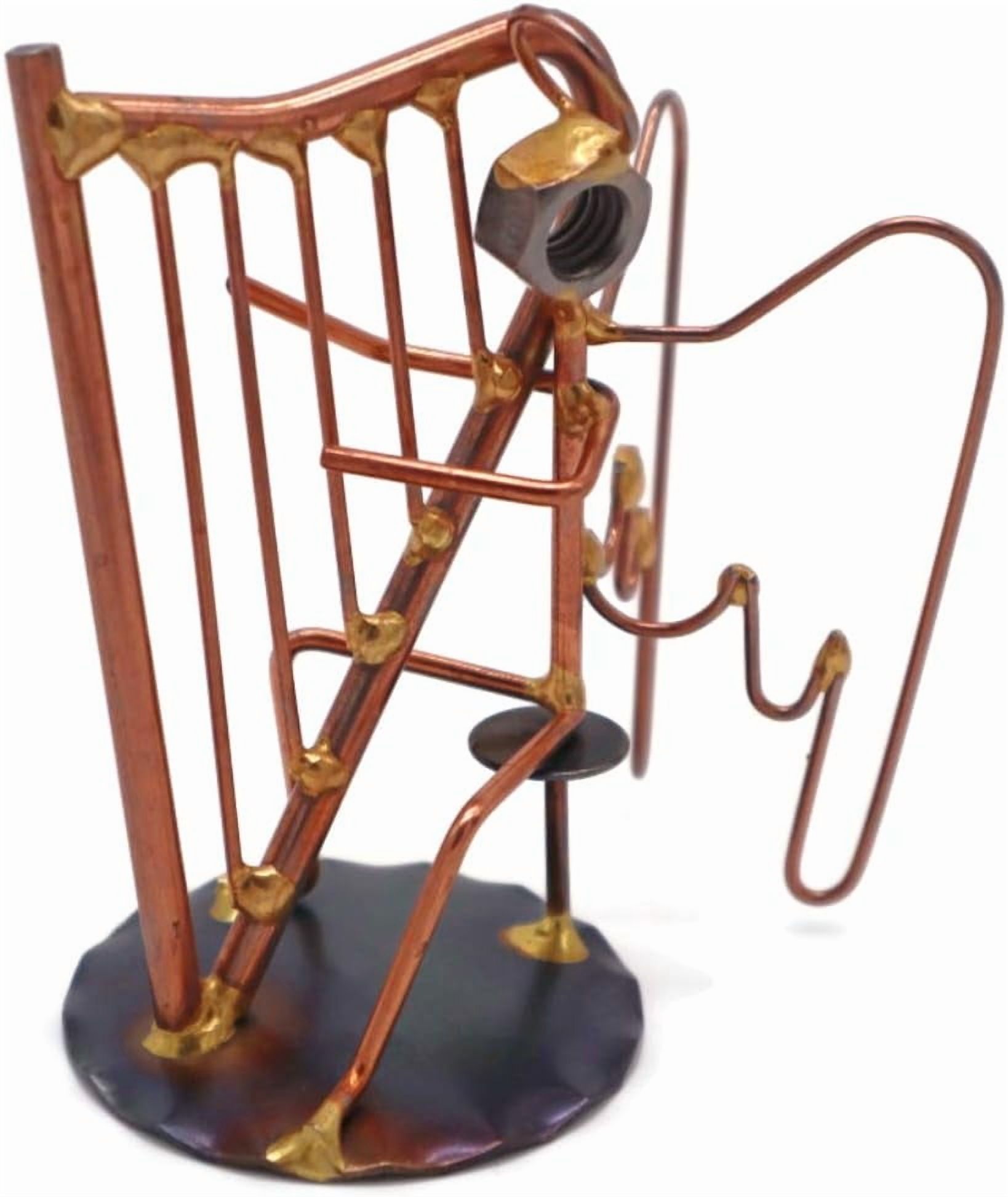 Angel with Harp Collectible Handmade Metal Art Figurine, Desk ...