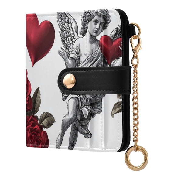 Angel with Red Hearts Roses Valentine Women's Wallet PU Leather Card ...