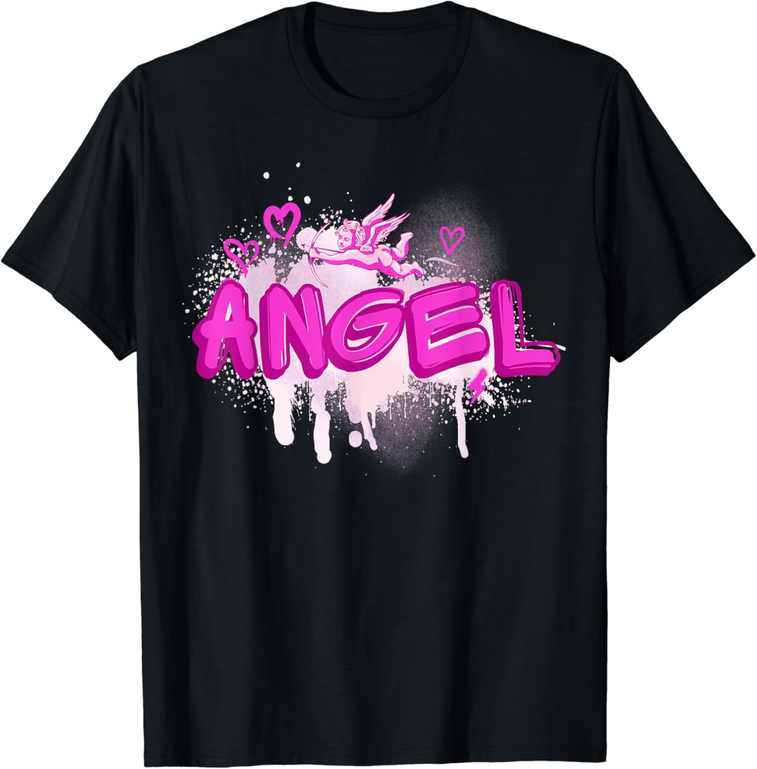 Angel y2k Aesthetic 2000s Millennial Nostalgia Pink Graffiti T-Shirt ...