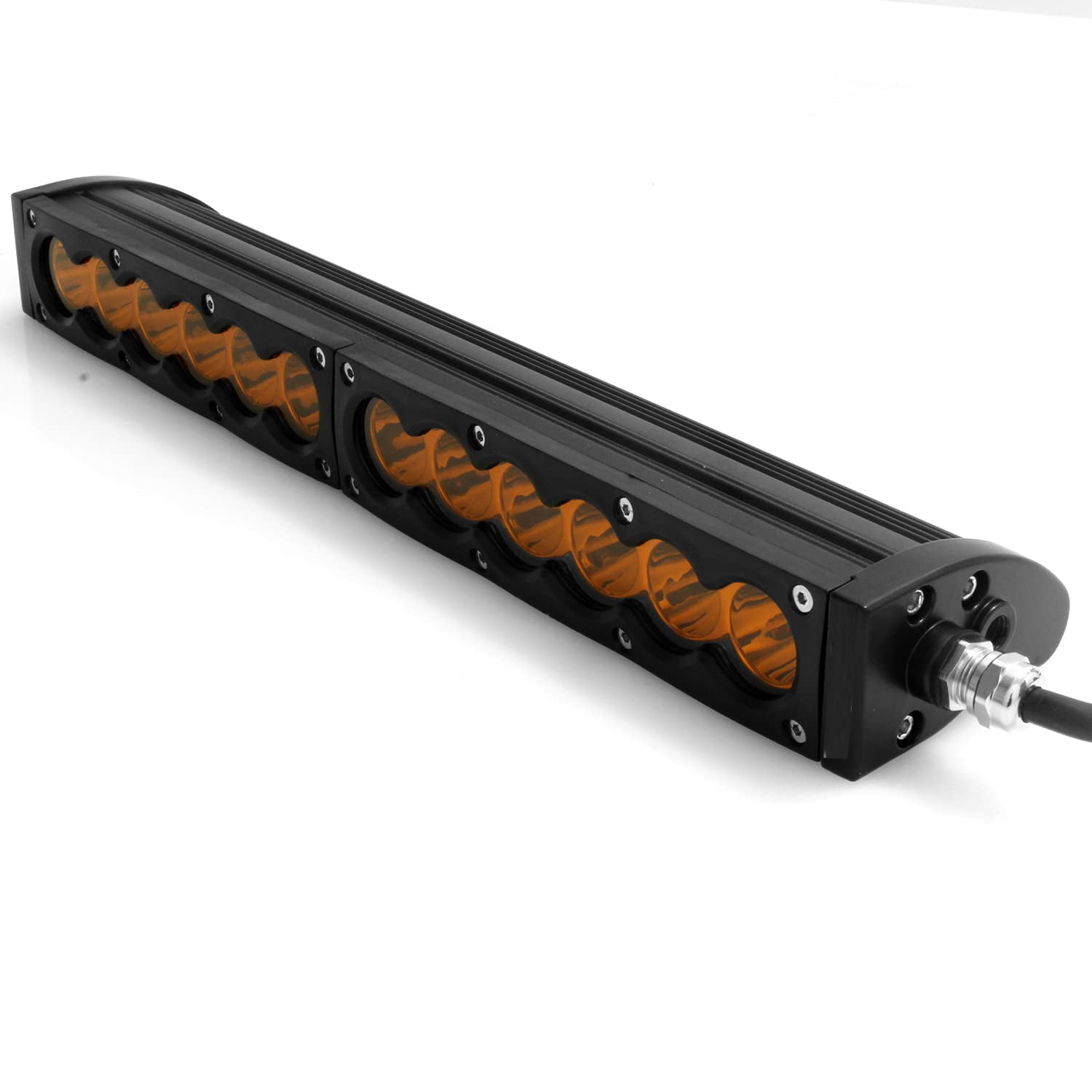 AngelMa 13 Inch LED MSF2 Light Bar Single Row Amber Spot Beam 9000LM ...