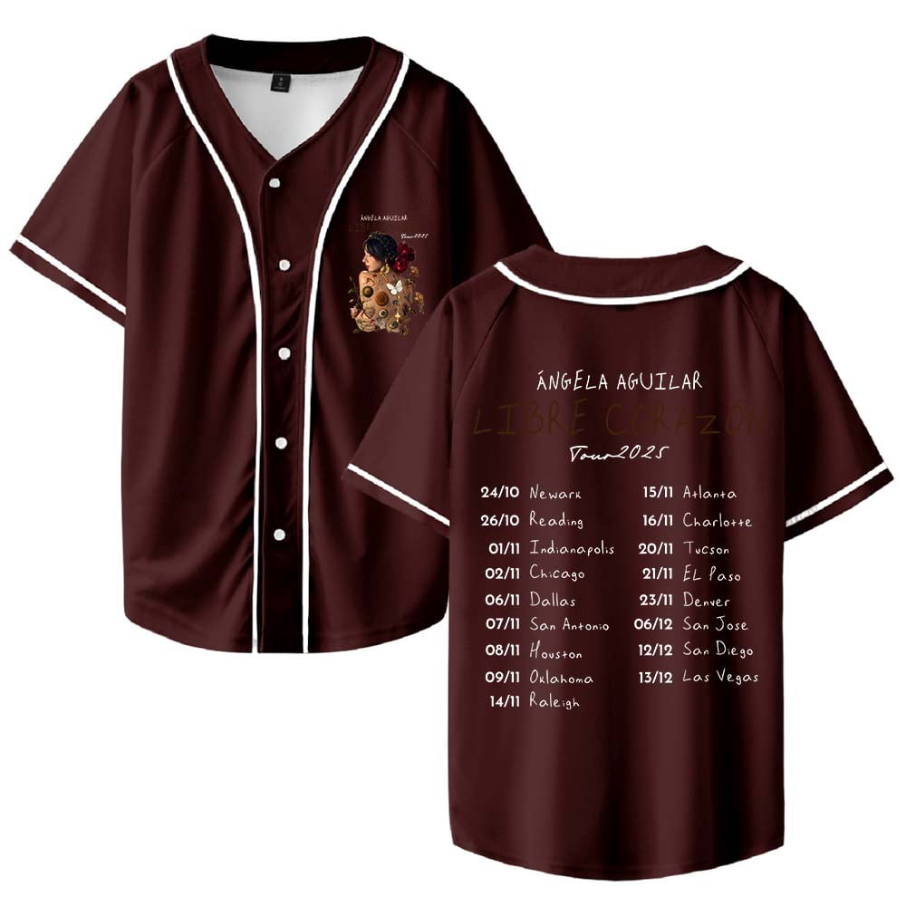 Angela Aguilar Libre Corazon Tour 2025 Baseball Jersey Shirt V-Neck ...