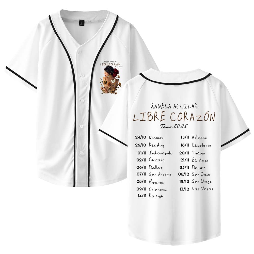 Angela Aguilar Libre Corazon Tour 2025 Baseball Jersey V-neck Fashion ...