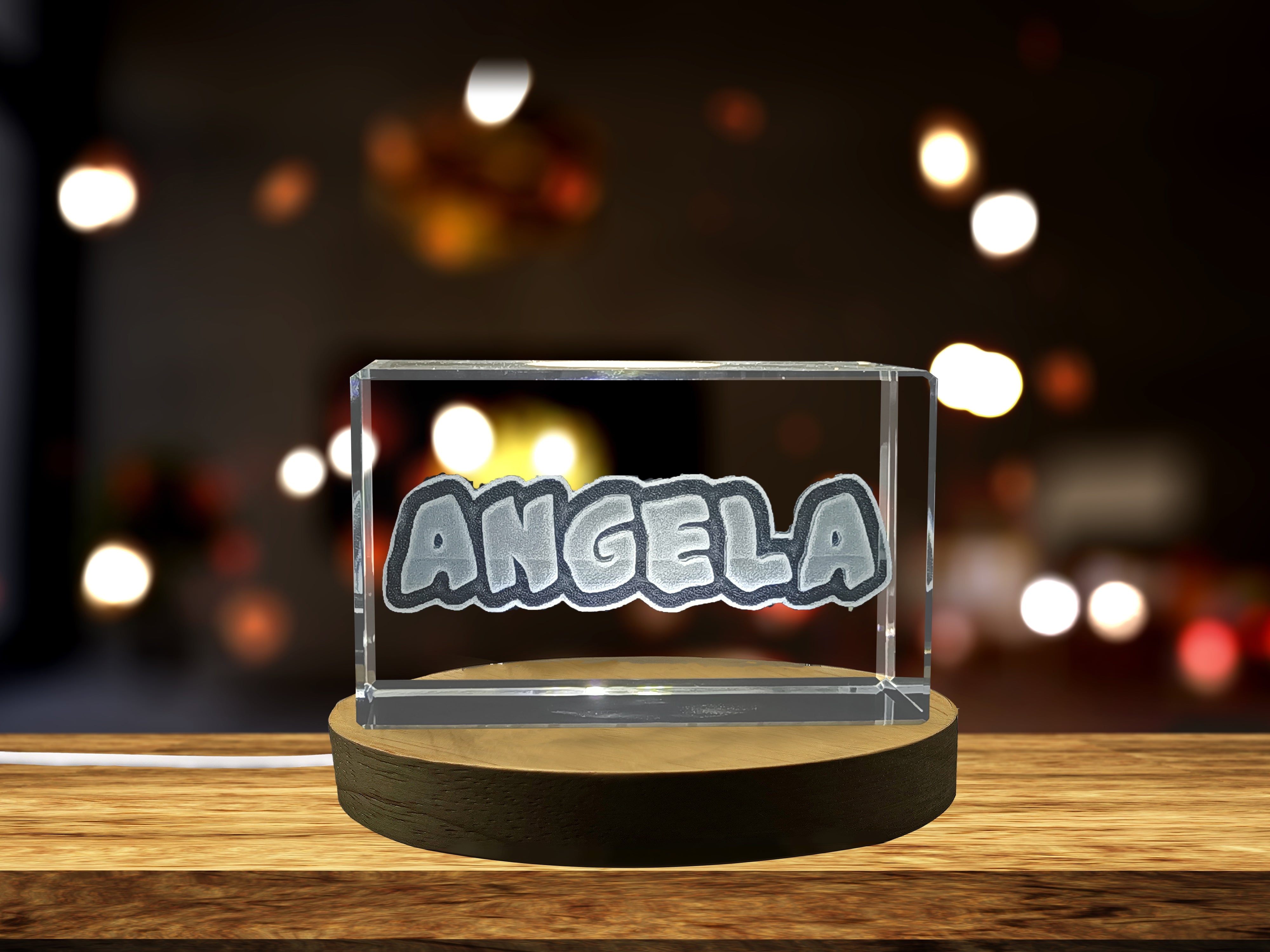 Angela | Names Art 3D Engraved Crystal - Walmart.com