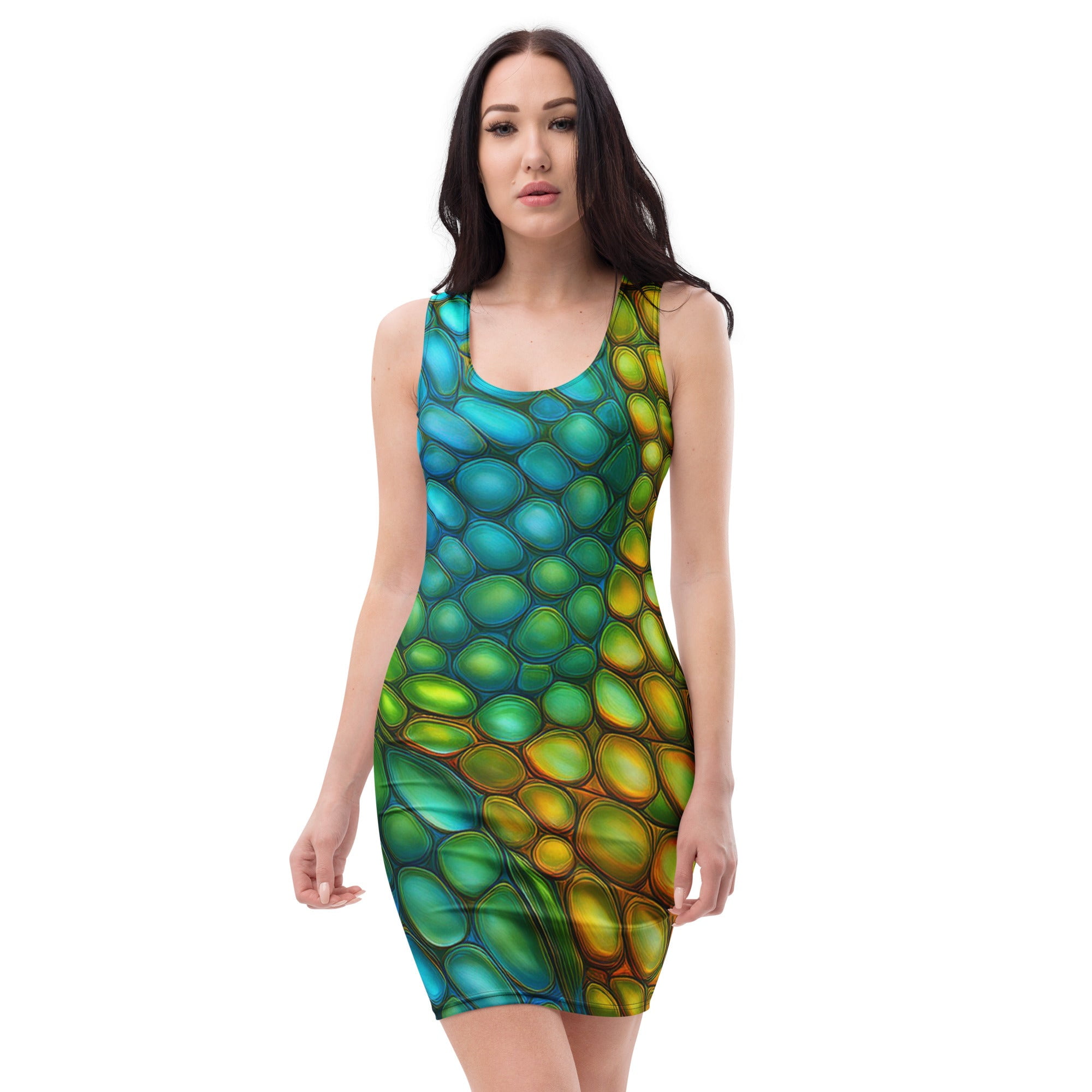Angela Poly-Span Dress with Animal Print, Animal Print Poly Dress ...