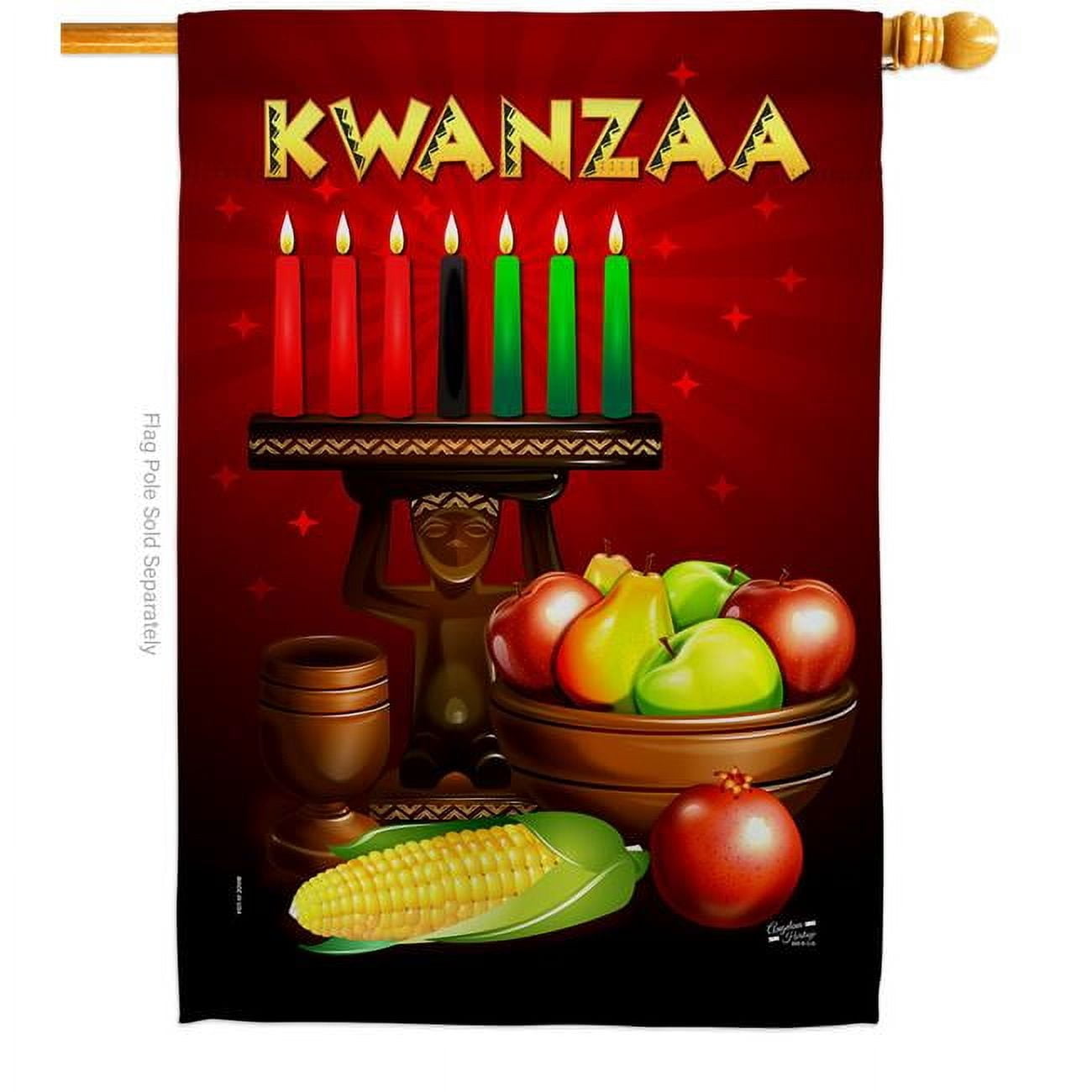 Angeleno Heritage 28 x 40 in. Greeting Kwanzaa House Flag with Winter ...