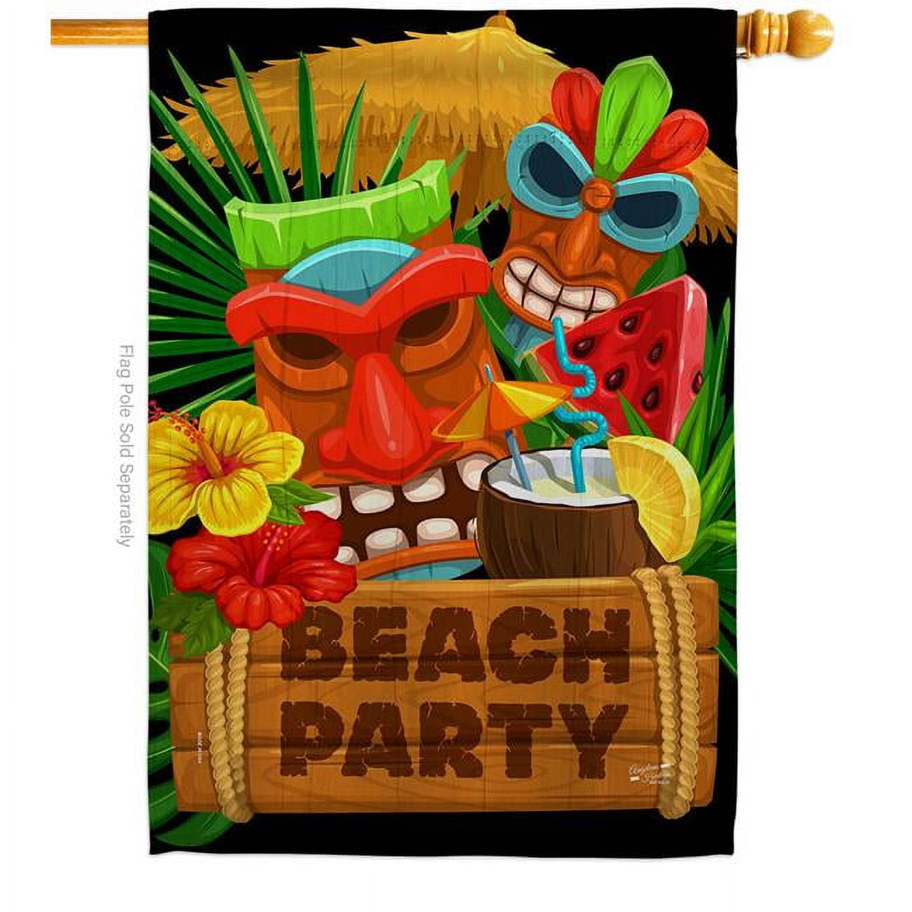 Angeleno Heritage 28 x 40 in. Tiki Beach Party House Flag with Coastal ...