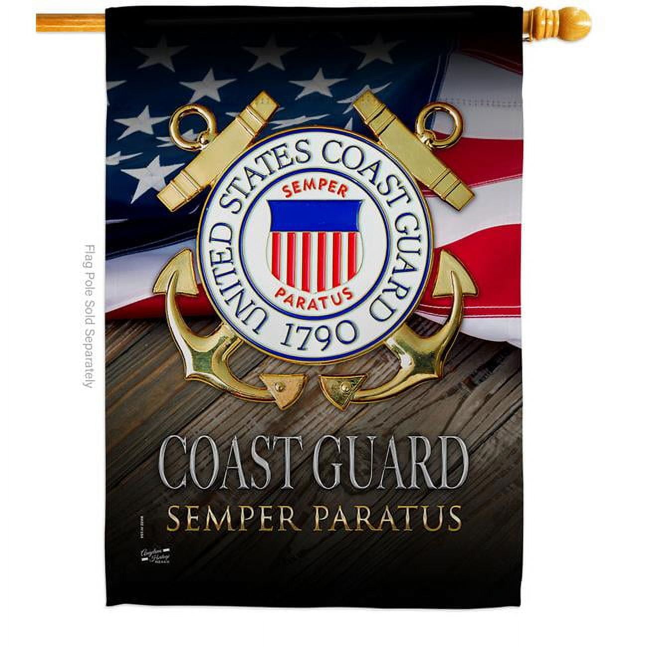 Angeleno Heritage 28 x 40 in. US Coast Guard Semper Paratus House Flag with Armed Forces Double ...