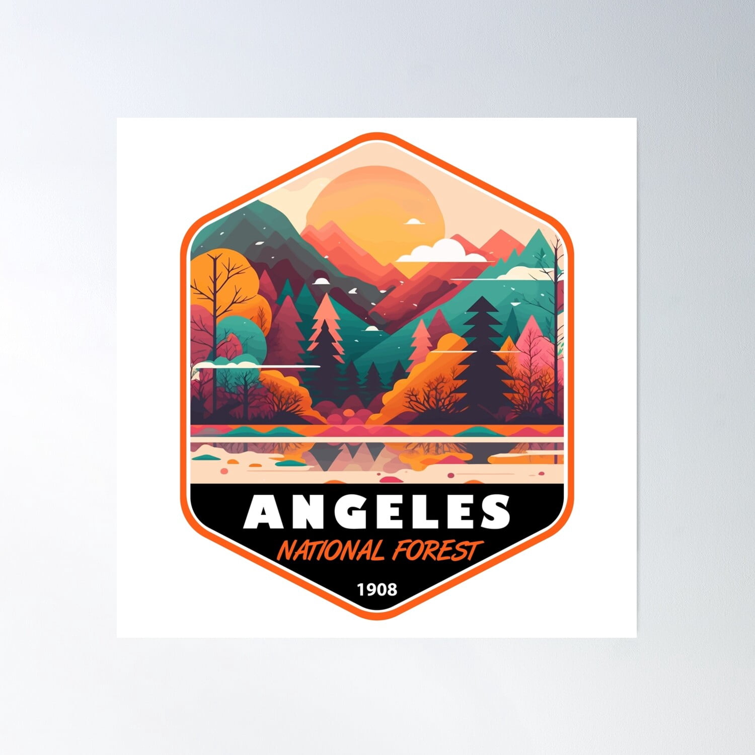 Angeles National Forest California Vintage Emblem Poster Wall Art ...
