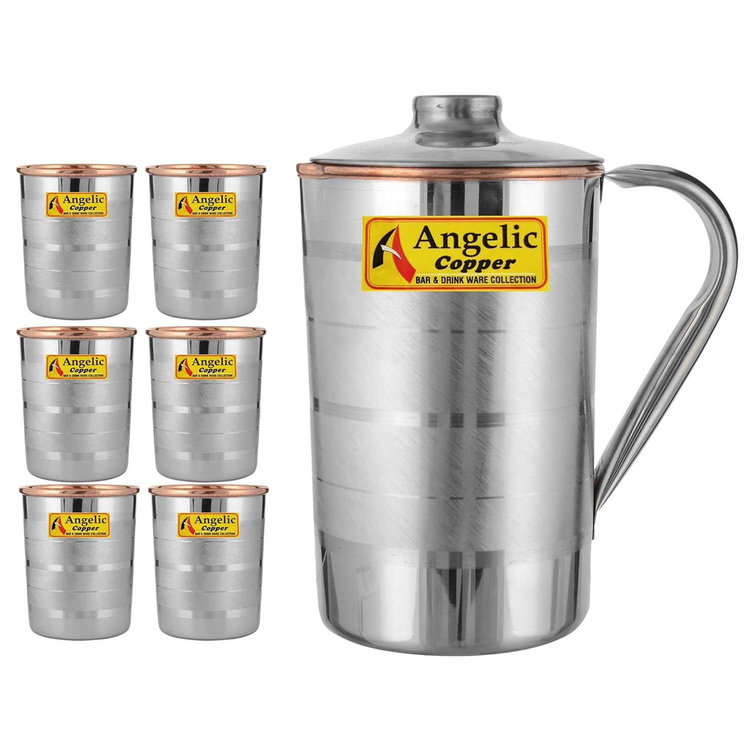 Angelic Copper Designer Steel Jug with Glasses Set Set of 6 SteelCopper ...