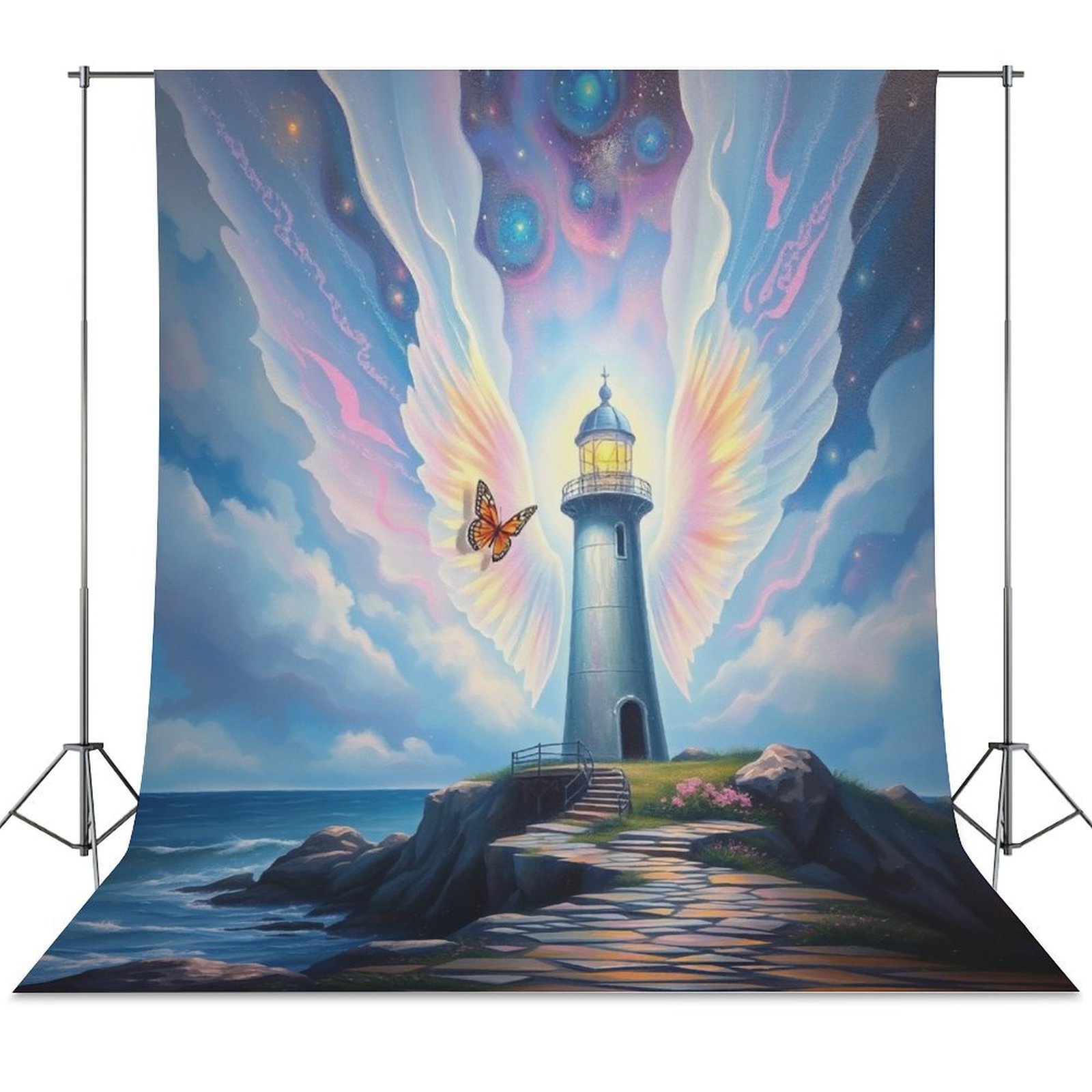 Angelic Lighthouse Path Backdrop Baby Shower Newborn Portrait Girl Boy ...