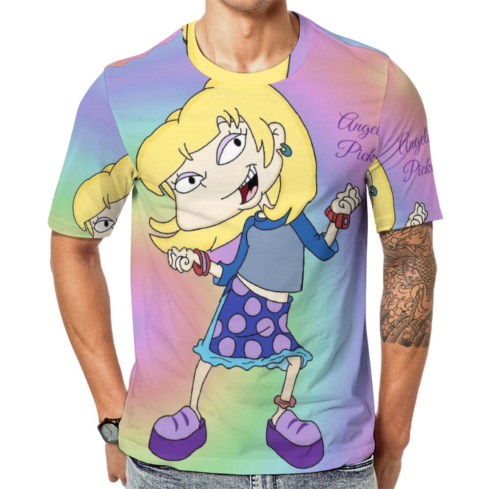 Angelica Pickles Short Sleeve Round Neck Graphic Tee 3D Pattern Printed ...