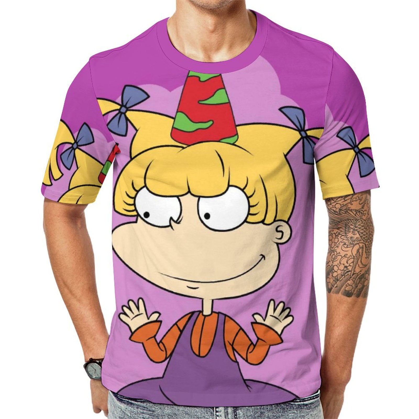 Angelica Pickles Short Sleeve Round Neck Graphic Tee 3D Pattern Printed ...