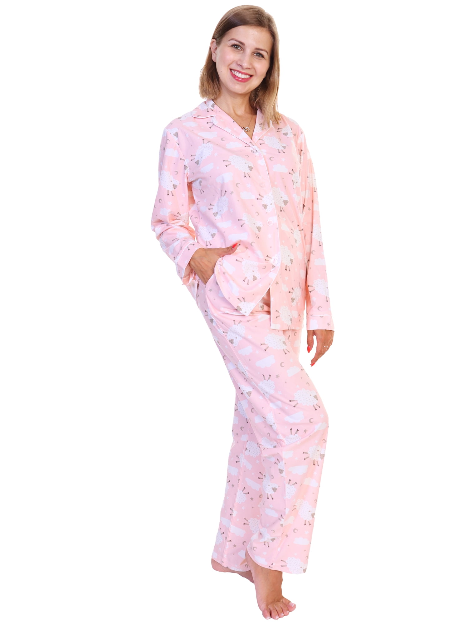 Angelina Flannel Pajama Set with Satin Trim, Cozy Sleepwear in Variety ...