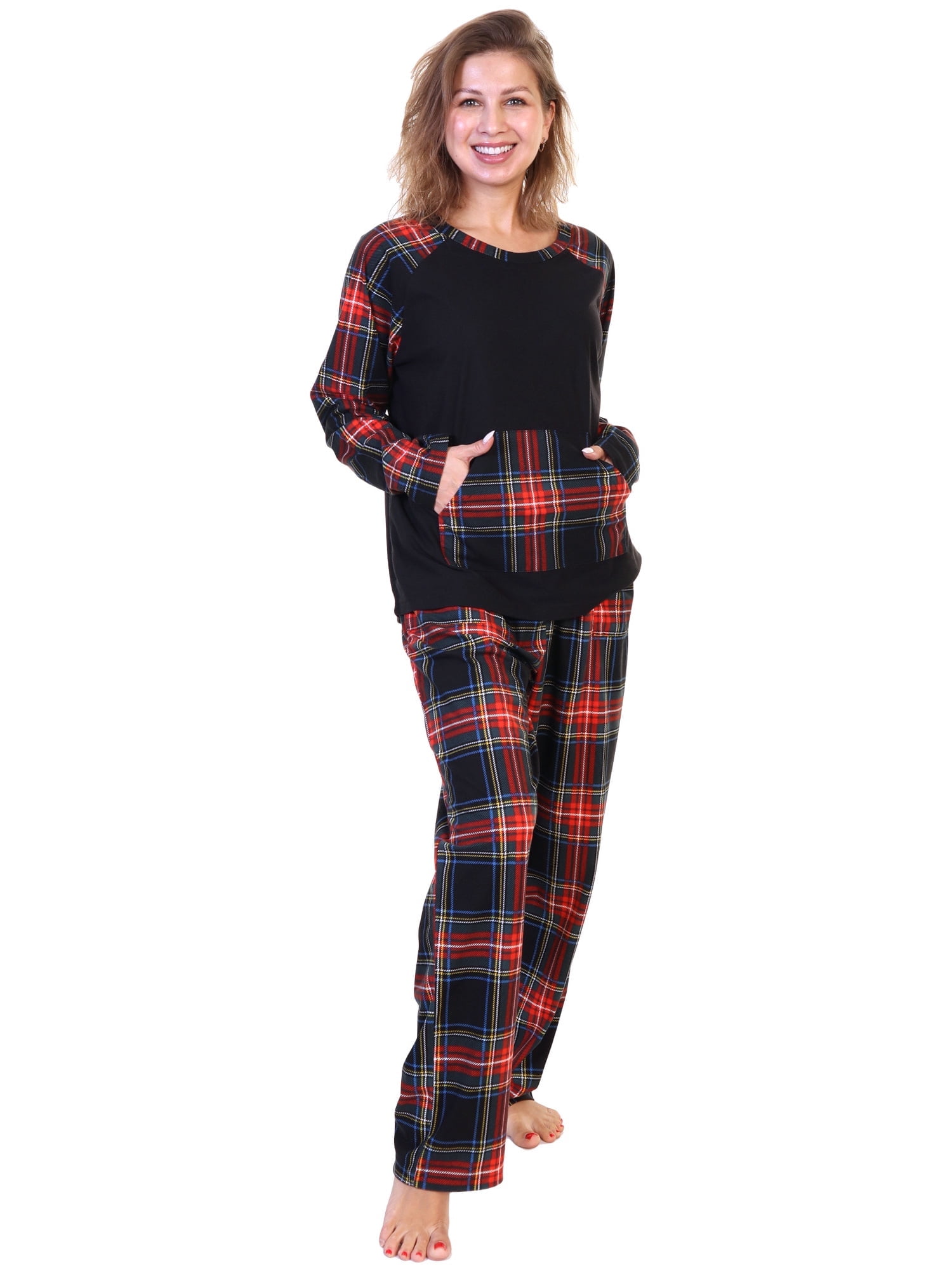 Angelina Christmas 2-Piece Set Matching Family Flannel Kangaroo Pocket ...