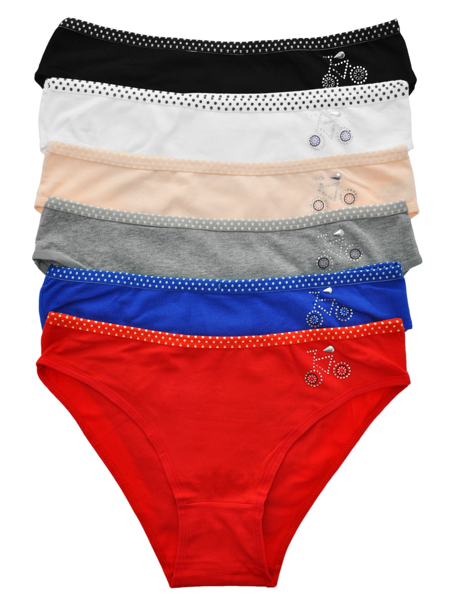 Angelina Women's Cotton Bikini Panties with Rhinestone Bicycle Detail ...