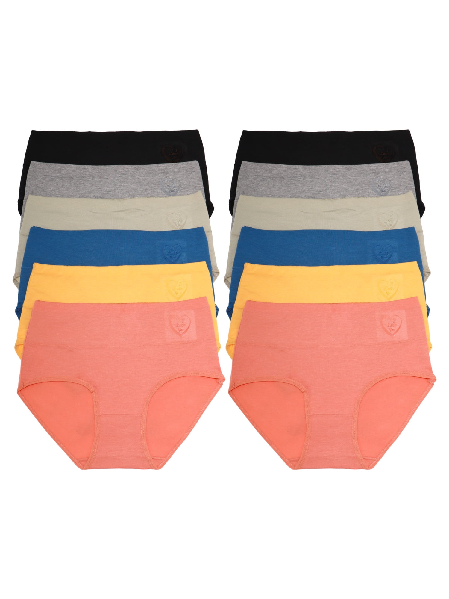 Angelina Women's Cotton High-Rise Briefs with I Love You Detail (12 ...