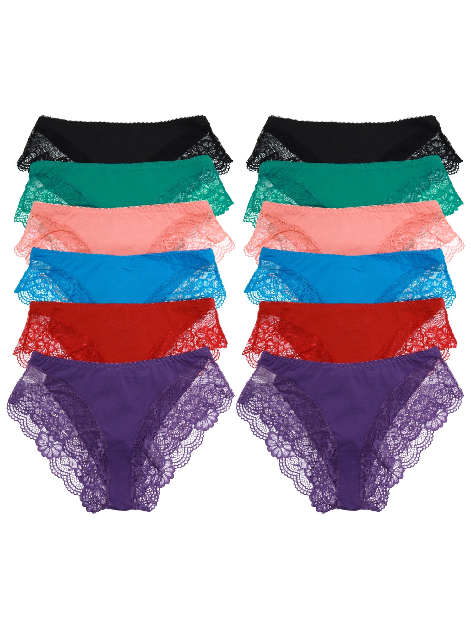 Angelina Women's Cotton Hiphugger Panties with Cheeky Back Lace (12 ...