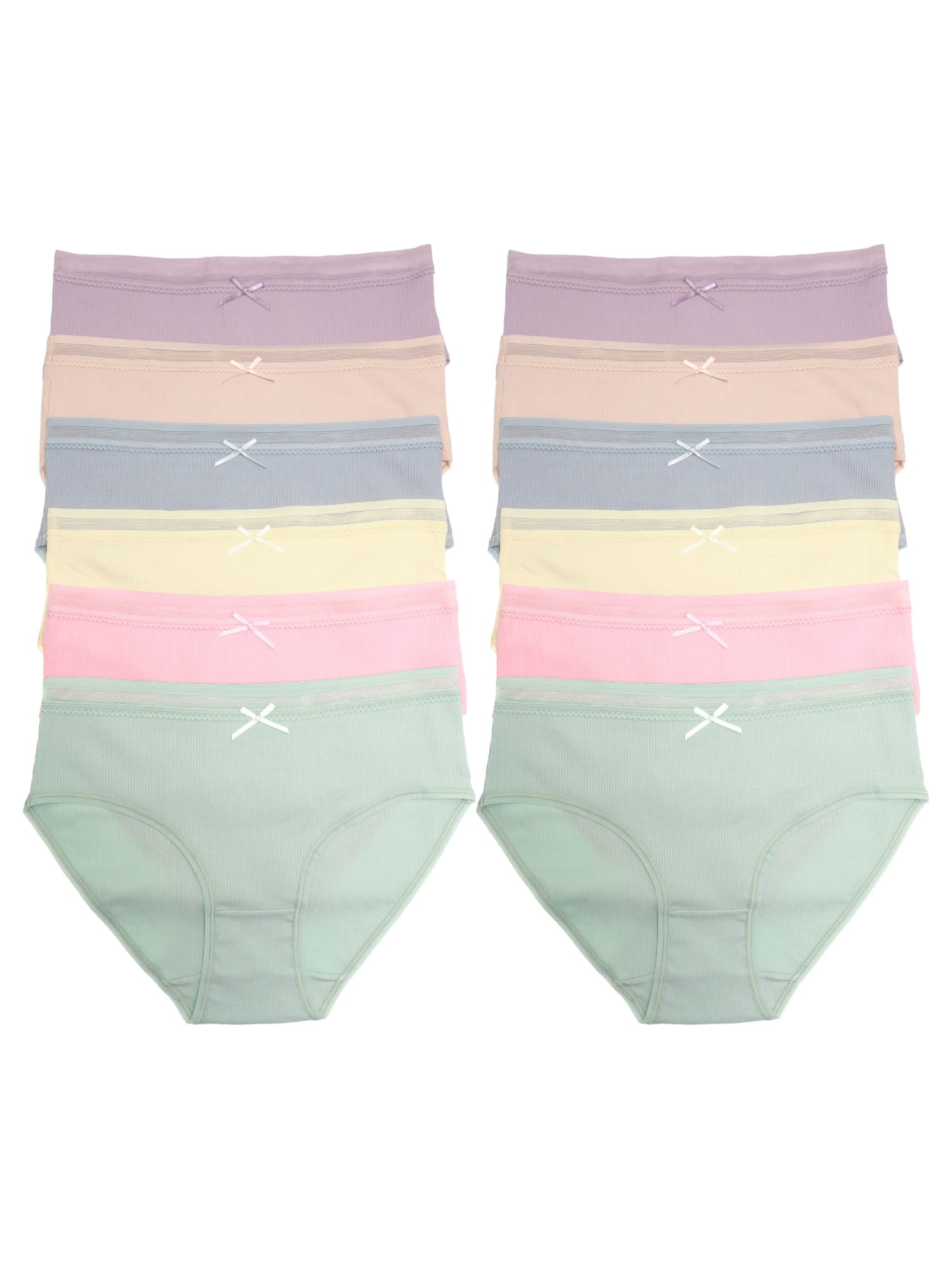 Angelina Cotton Ribbed Knit Hiphugger Panties (12-Pack) - Walmart.com