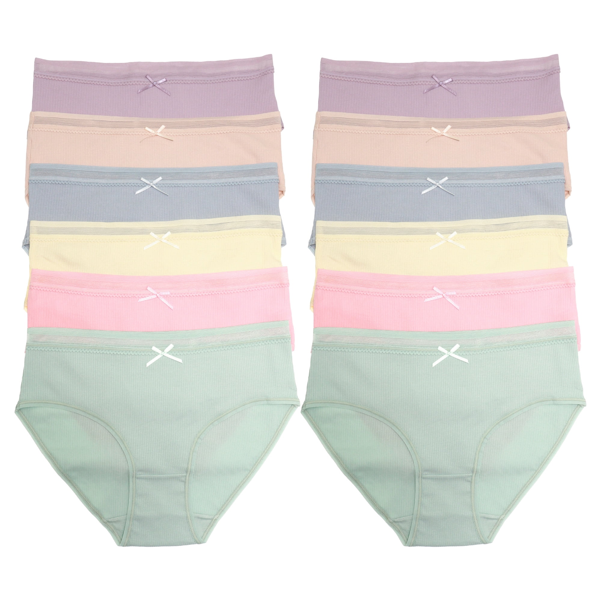 Angelina Cotton Ribbed Knit Hiphugger Panties (12-Pack) - Walmart.com