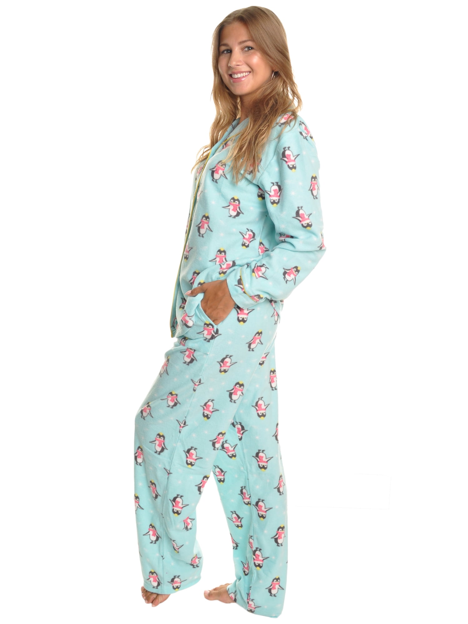 Angelina Cozy Fleece Notch Collar Pajama Set with Pockets (1-Pack ...