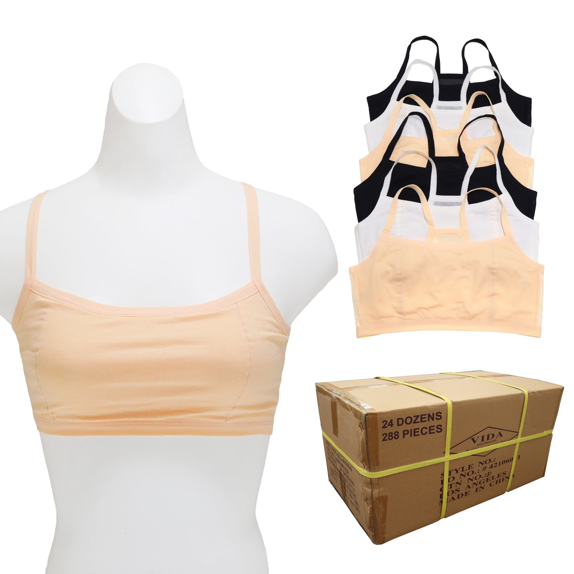 Angelina Girl's Cotton Mesh Racerback Training Bra in Bulk (24 Dozen ...