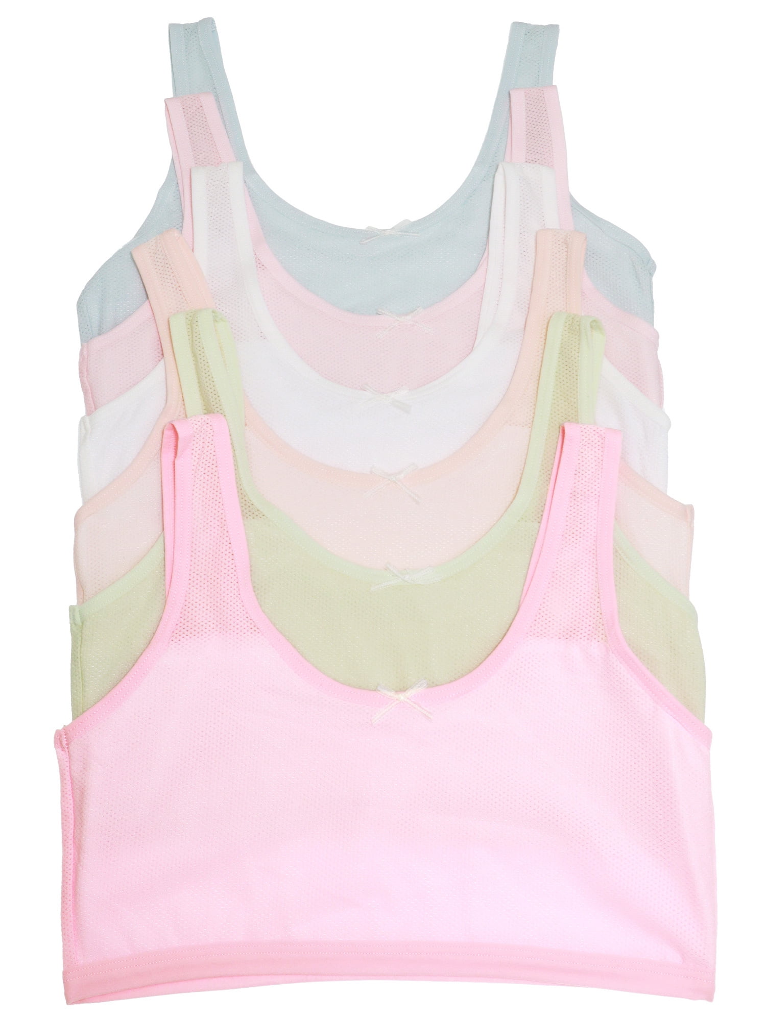 Angelina Girl's Mesh Wide Straps Wireless Training Bras (6-Pack ...