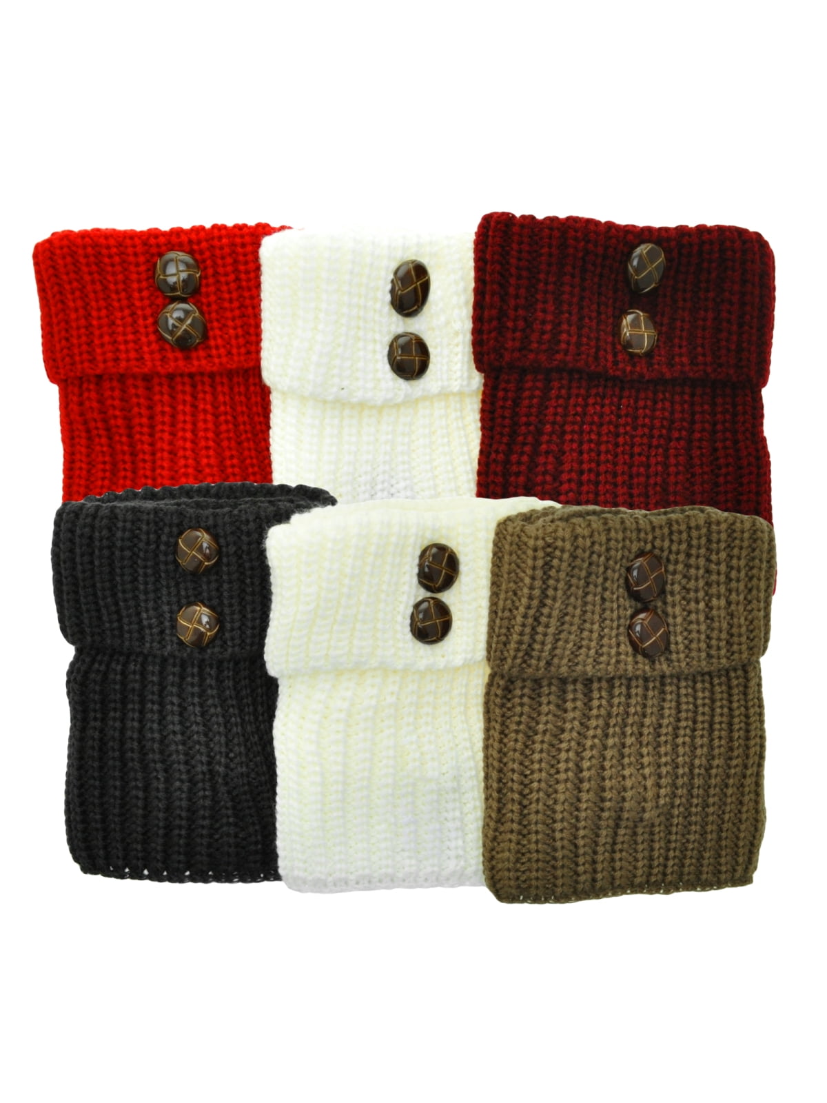 Angelina Knitted Boot Toppers with Textured Buttons (6-Pack) - Walmart.com