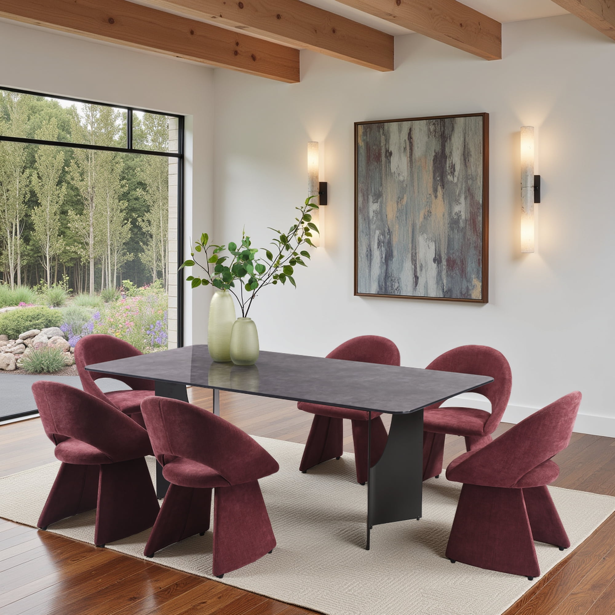 Angelina Modern Curved Back Plum Upholstered Dining Chair - Set of 6 ...