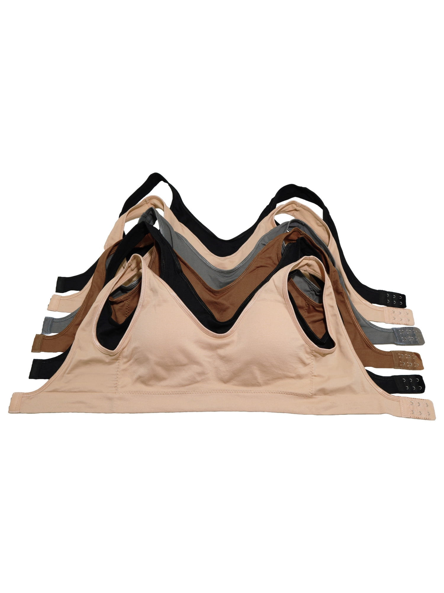 Angelina Wire-Free Seamless U-Back Bralettes with Adjustable Closure (6 ...