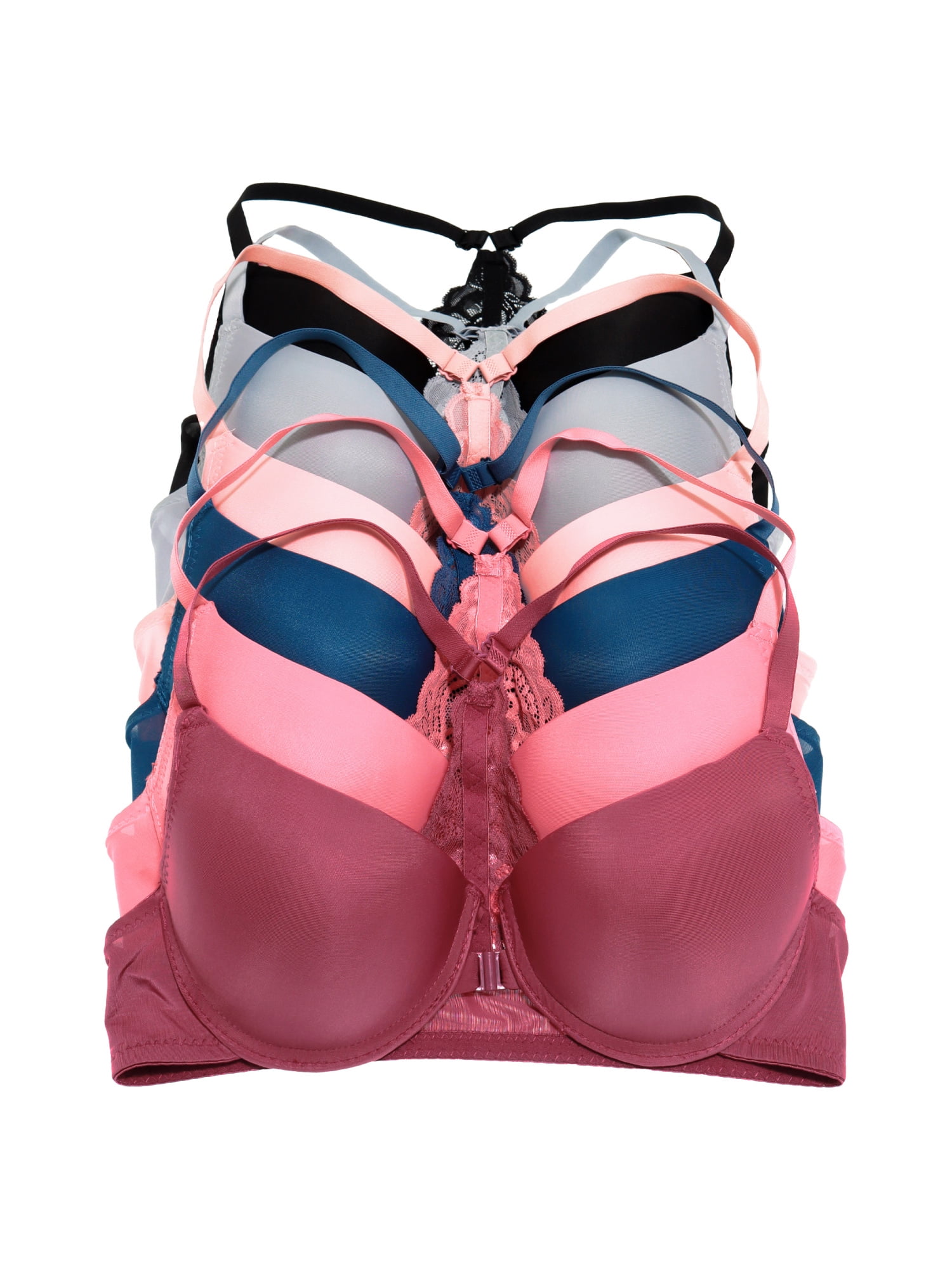 Angelina Wired, Racerback Bra with Adjustable Straps (6-Pack) - Walmart.com