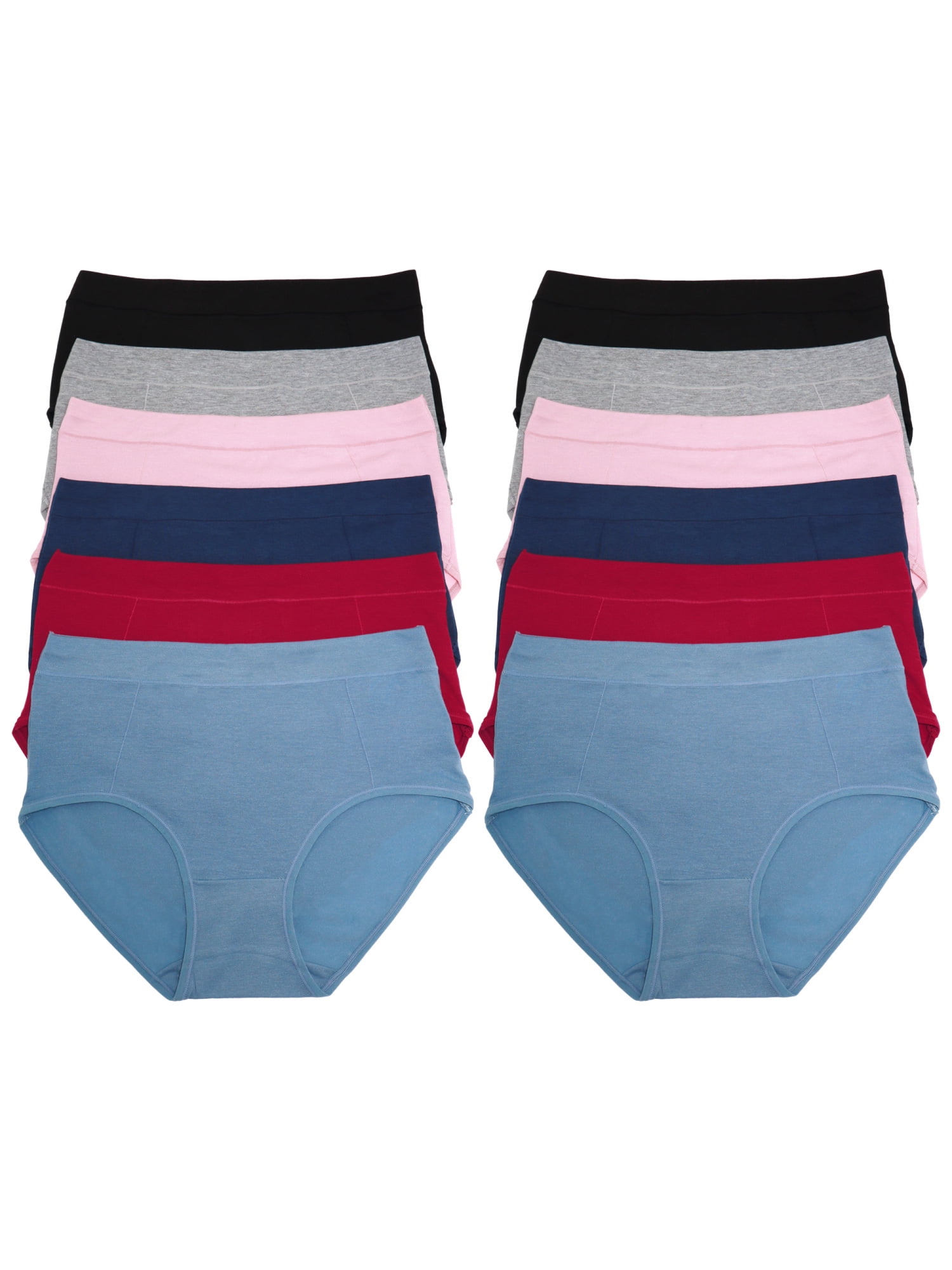 Angelina Womens Classic Cotton Mid Rise Brief Panties 12 Pack