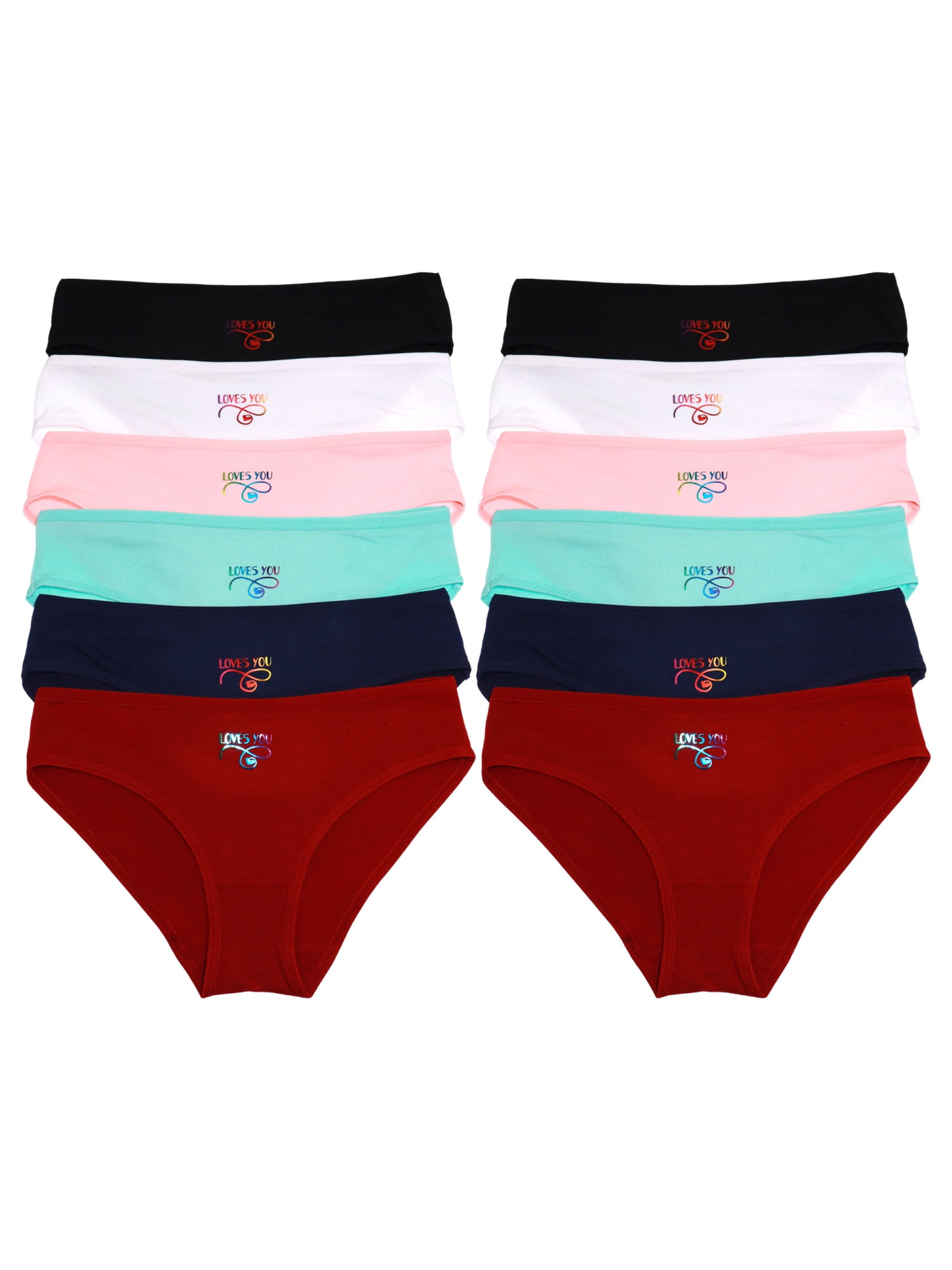 Angelina Women's Cotton Bikini Panties with Loves You Design (12-Pack ...