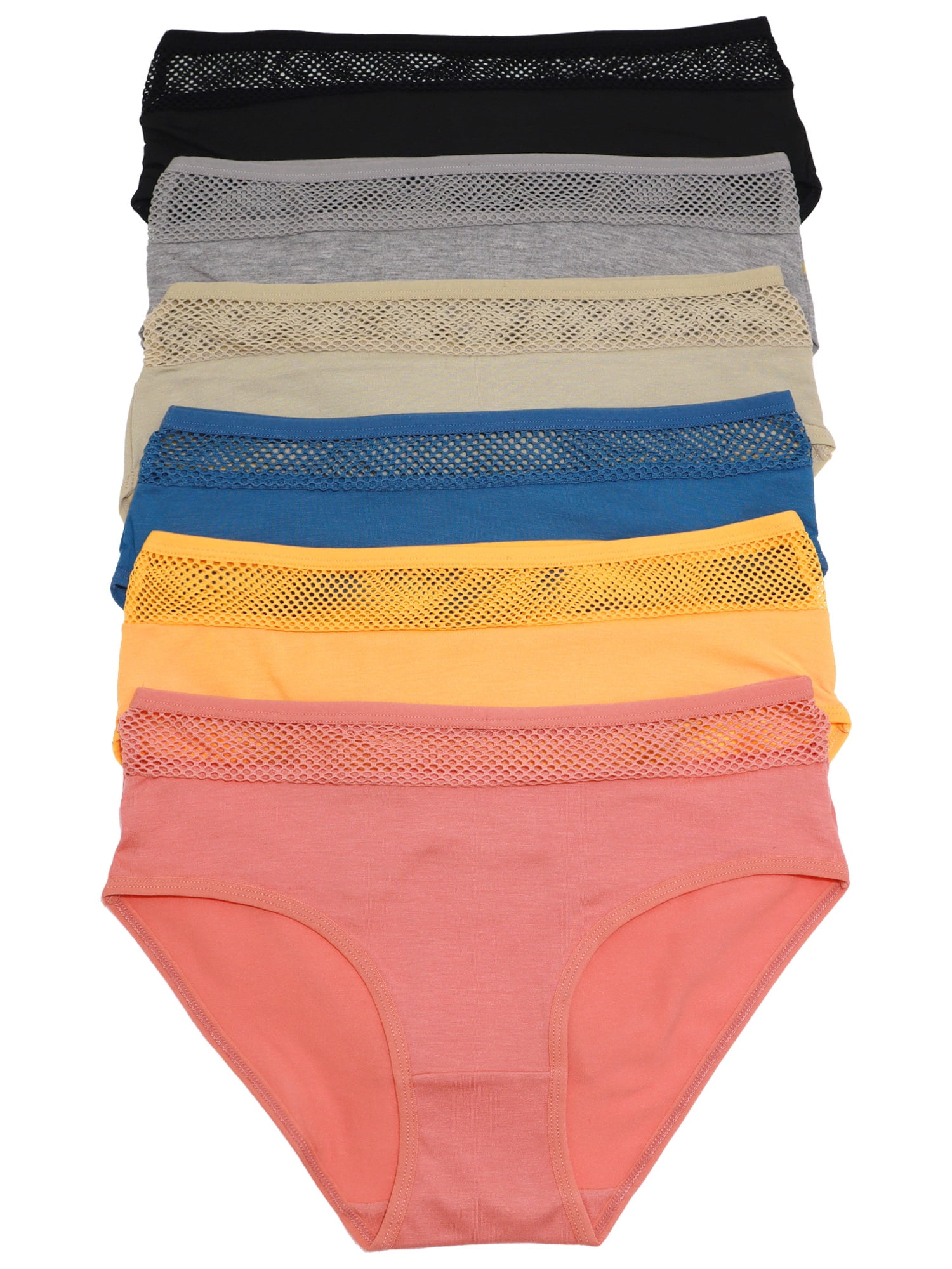 Angelina Women's Cotton Bikini Panties with Mesh Waist (6-Pack ...