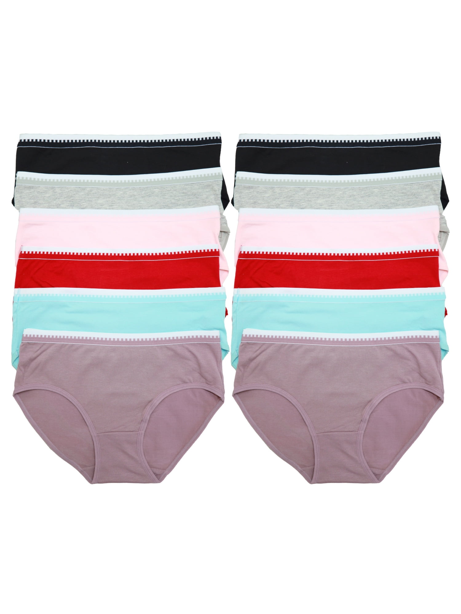 Angelina Cotton Hiphugger Panties with Elastic Waistband (12-Pack ...