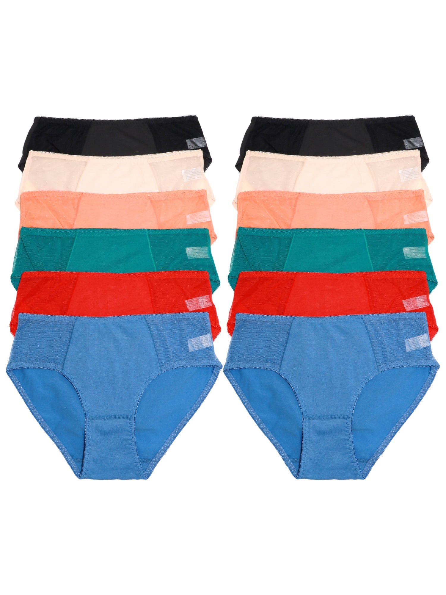 Angelina Cotton Hiphugger Panties with Mesh Accent Detail (12-Pack ...