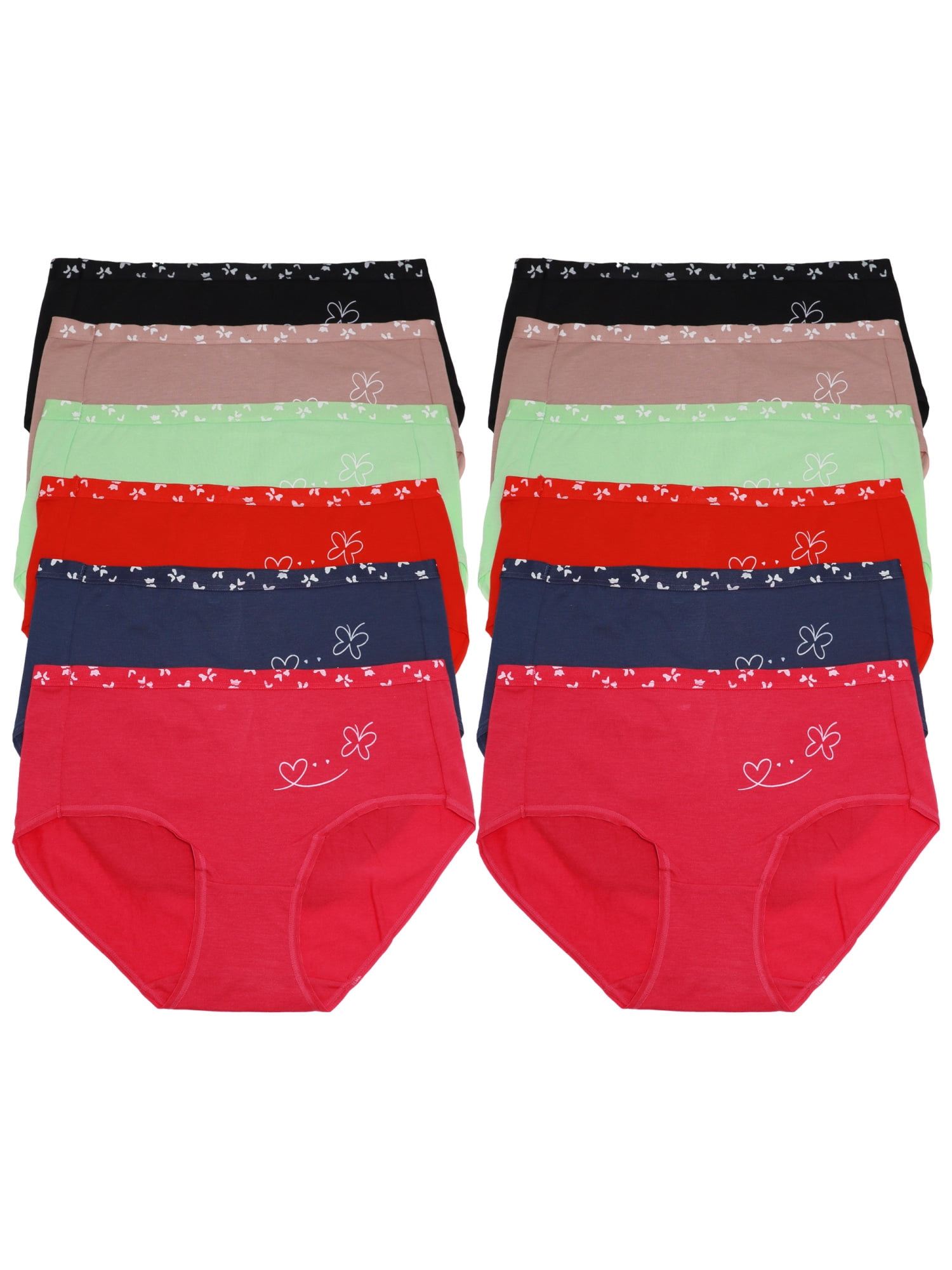 Angelina Women's Cotton Mid-Rise Brief Panties with Butterfly Detail ...