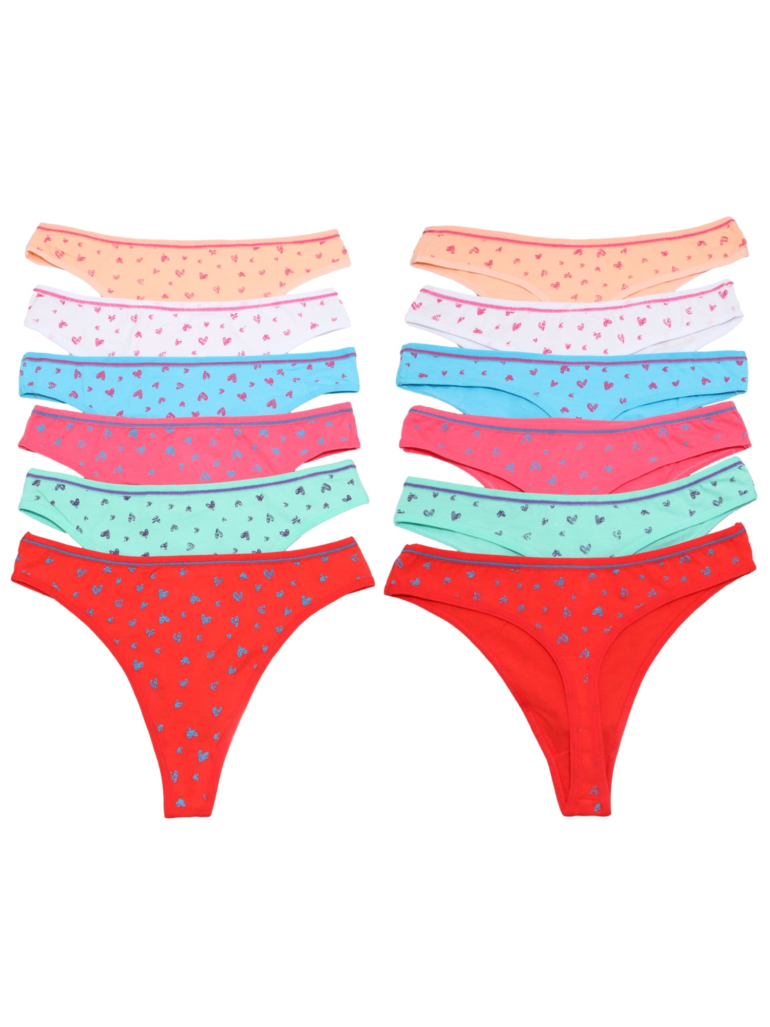 Angelina Women's Cotton Thongs with Heart Pattern Design (12-Pack ...