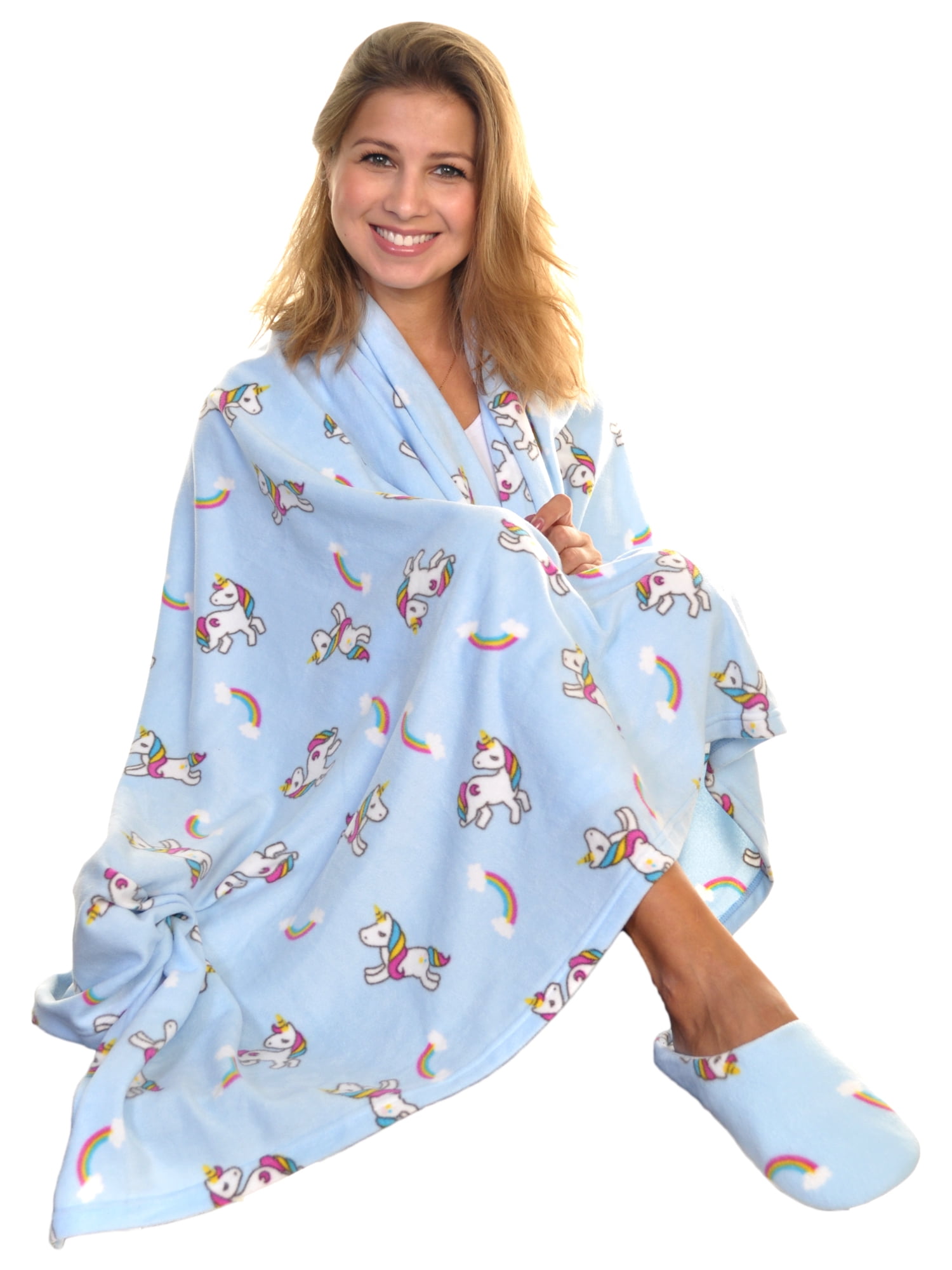 Angelina Women's Cozy Fleece Blanket with Slipper (1-Pack) - Walmart.com